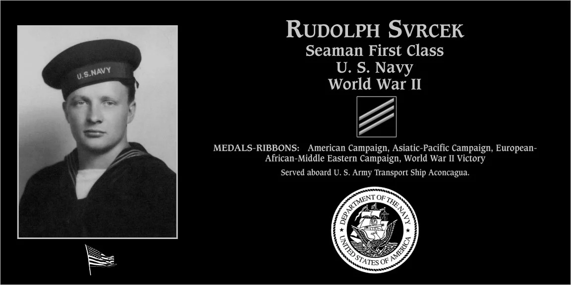 Seaman/Airman/Fireman Rudolph Svrcek | Mt. Soledad Virtual Plaque