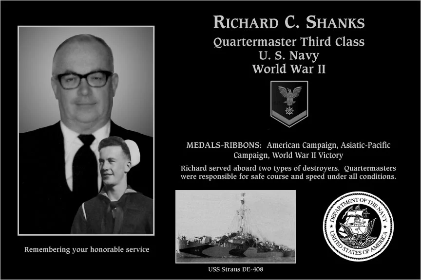 Petty Officer Third Class Richard C Shanks | Mt. Soledad Virtual Plaque