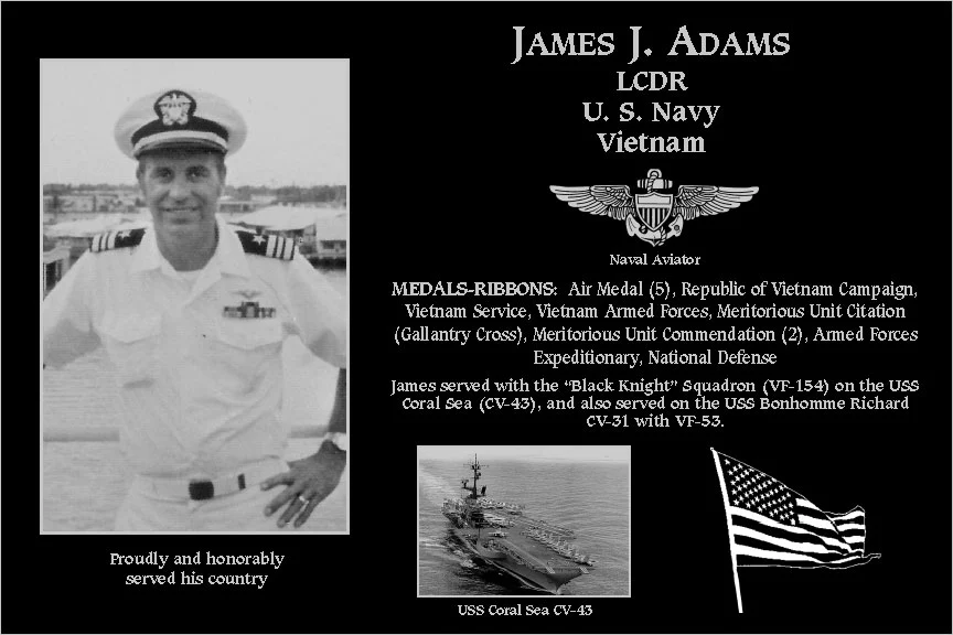 Lieutenant Commander James J Adams | Mt. Soledad Virtual Plaque