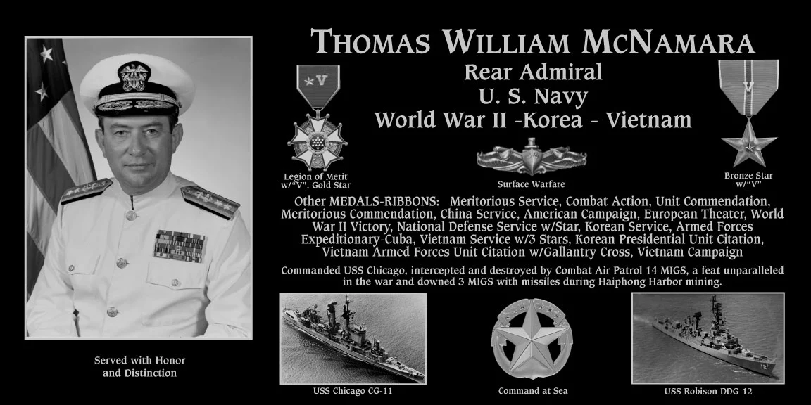 Rear Admiral Upper Half Thomas William McNamara | Mt. Soledad Virtual ...