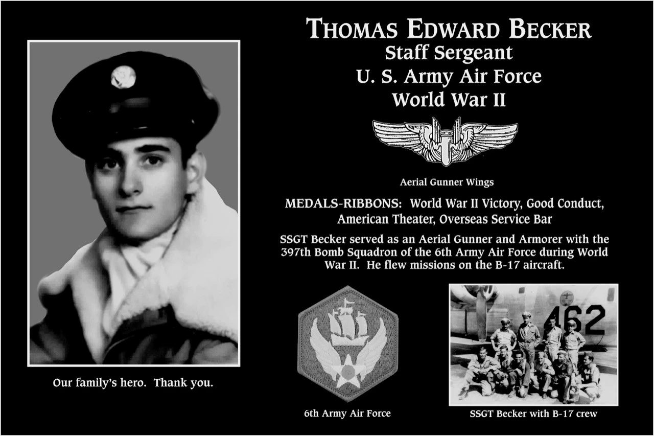 Staff Sergeant Thomas Edward Becker | Mt. Soledad Virtual Plaque