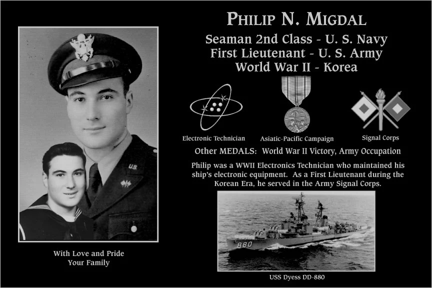 First Lieutenant Philip N Migdal | Mt. Soledad Virtual Plaque