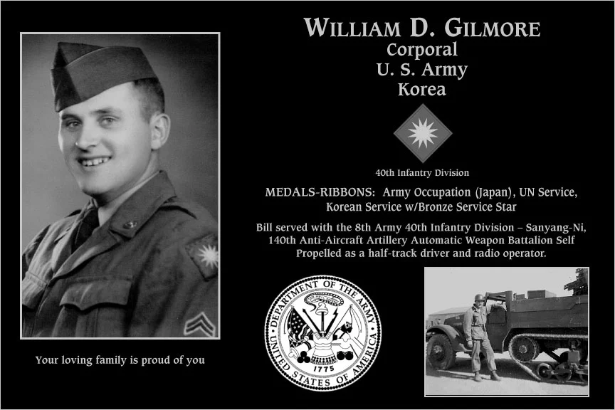 Corporal William D Gilmore | Mt. Soledad Virtual Plaque