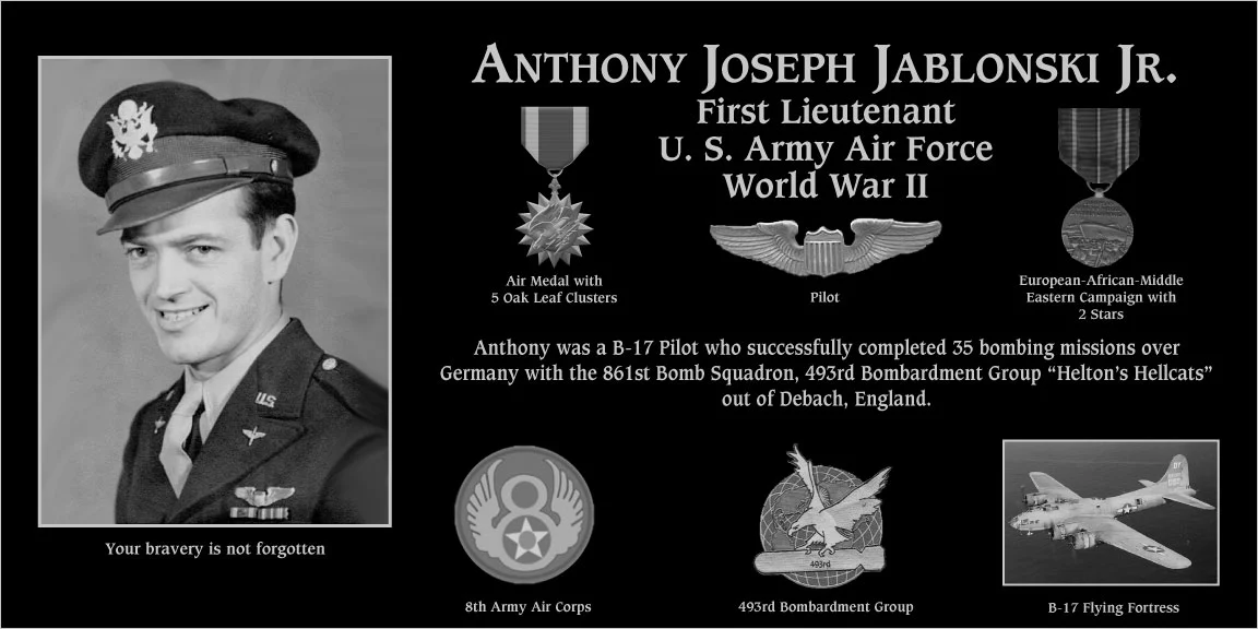 First Lieutenant Anthony Joseph Jablonski Jr. | Mt. Soledad Virtual Plaque