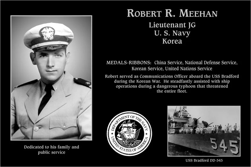 Lieutenant, Junior Grade Robert R Meehan | Mt. Soledad Virtual Plaque