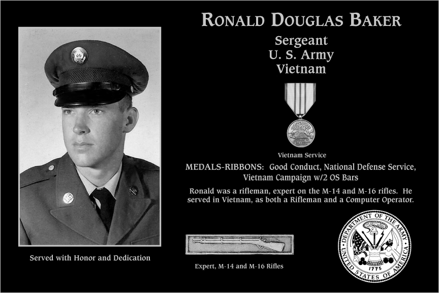Sergeant Ronald Douglas Baker | Mt. Soledad Virtual Plaque
