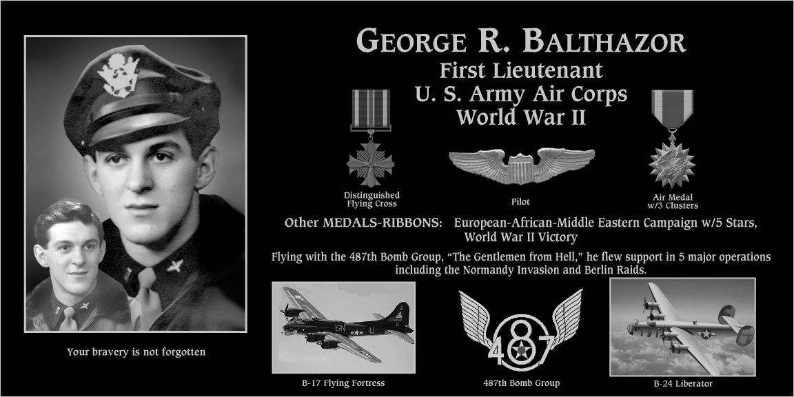 First Lieutenant George R Balthazor | Mt. Soledad Virtual Plaque