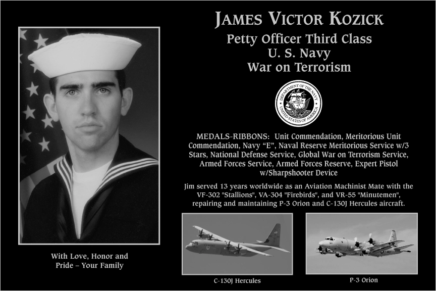 Petty Officer Third Class James Victor Kozick | Mt. Soledad Virtual Plaque