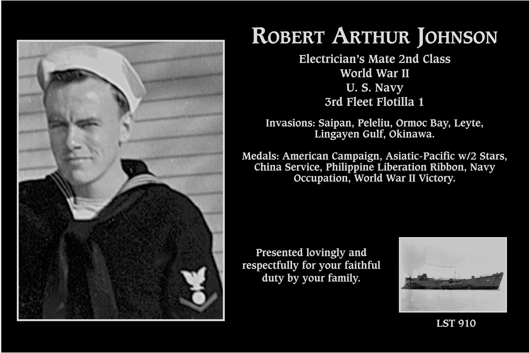 Petty Officer Second Class Robert Arthur Johnson | Mt. Soledad Virtual ...