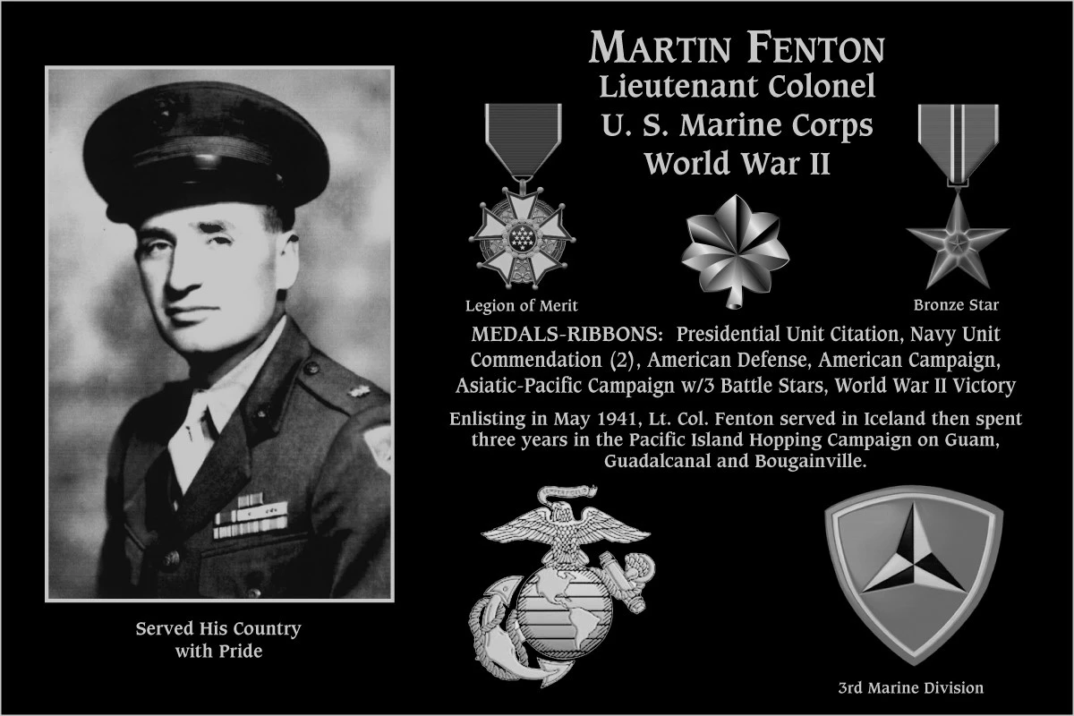 Lieutenant Colonel Martin Fenton | Mt. Soledad Virtual Plaque