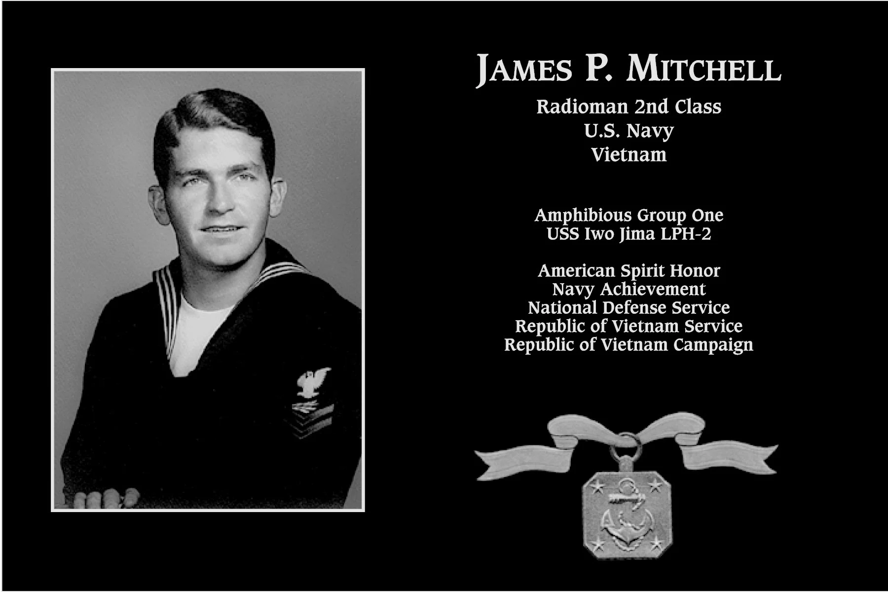 Petty Officer Second Class James P Mitchell | Mt. Soledad Virtual Plaque