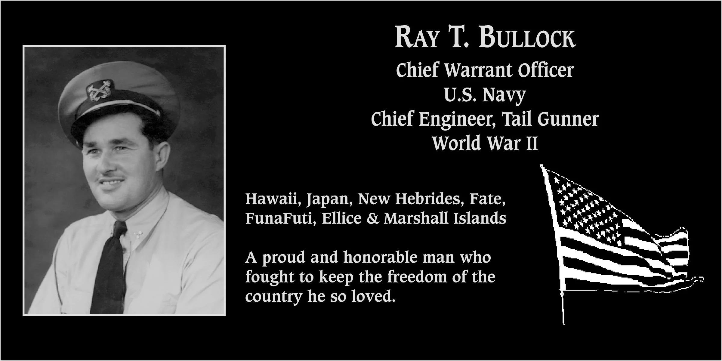 Chief Warrant Officer 1 Ray T. Bullock | Mt. Soledad Virtual Plaque