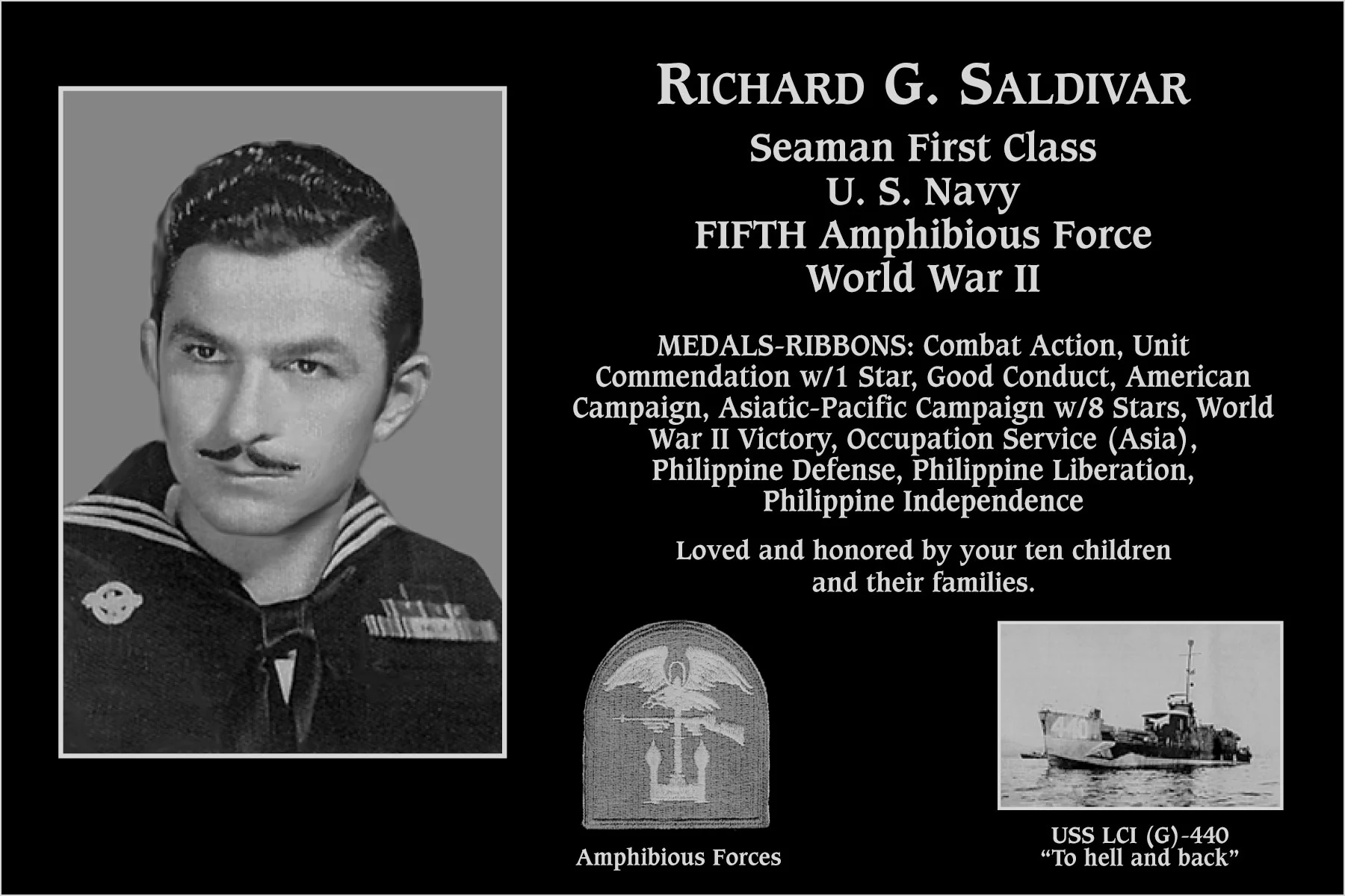 Seaman/Airman/Fireman Richard G Saldivar | Mt. Soledad Virtual Plaque