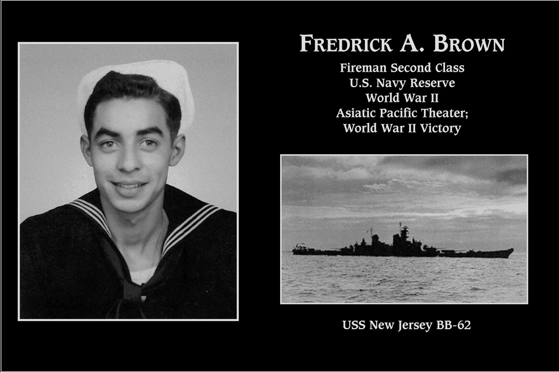 Petty Officer Second Class Fredrick A Brown | Mt. Soledad Virtual Plaque