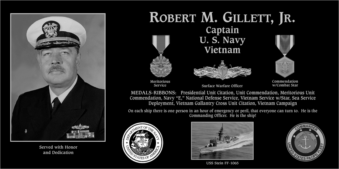 Captain Robert M. Gillett, Jr. | Mt. Soledad Virtual Plaque