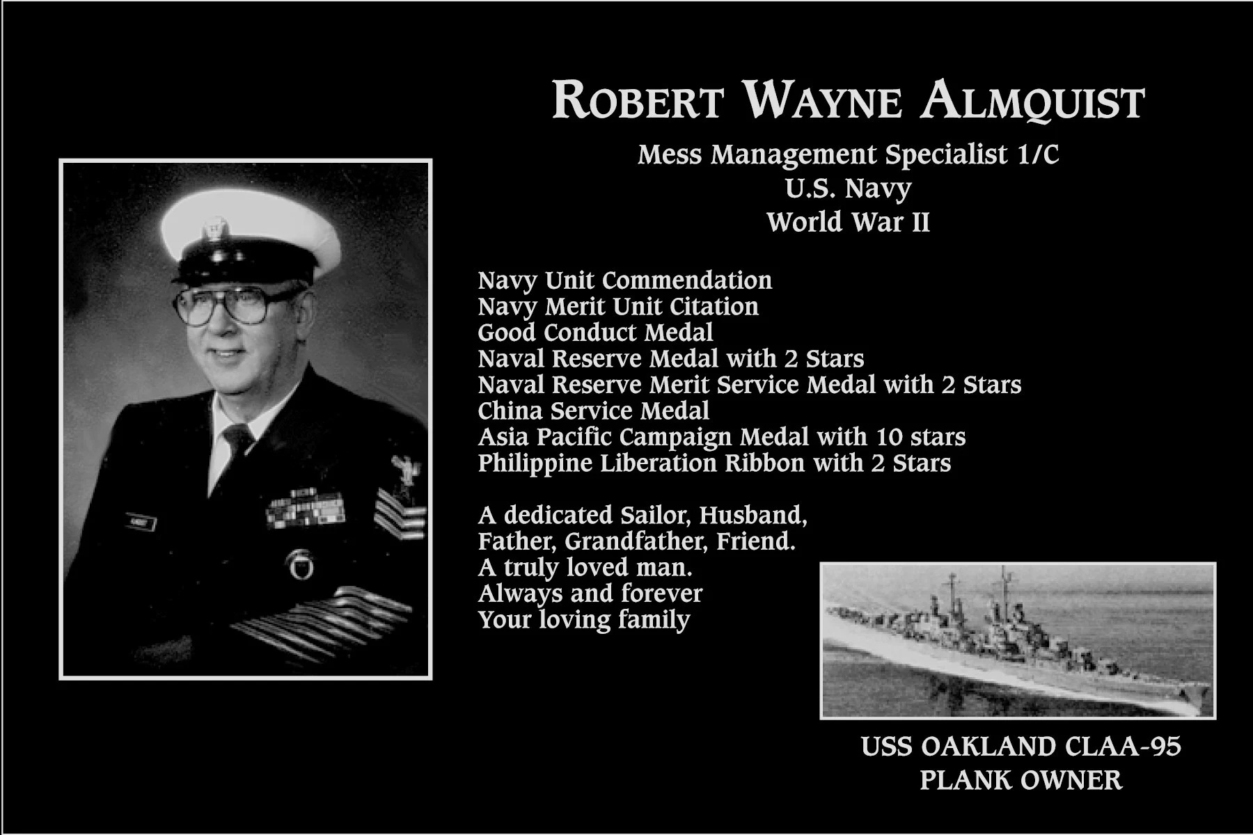 Petty Officer First Class Robert Wayne Almquist | Mt. Soledad Virtual ...
