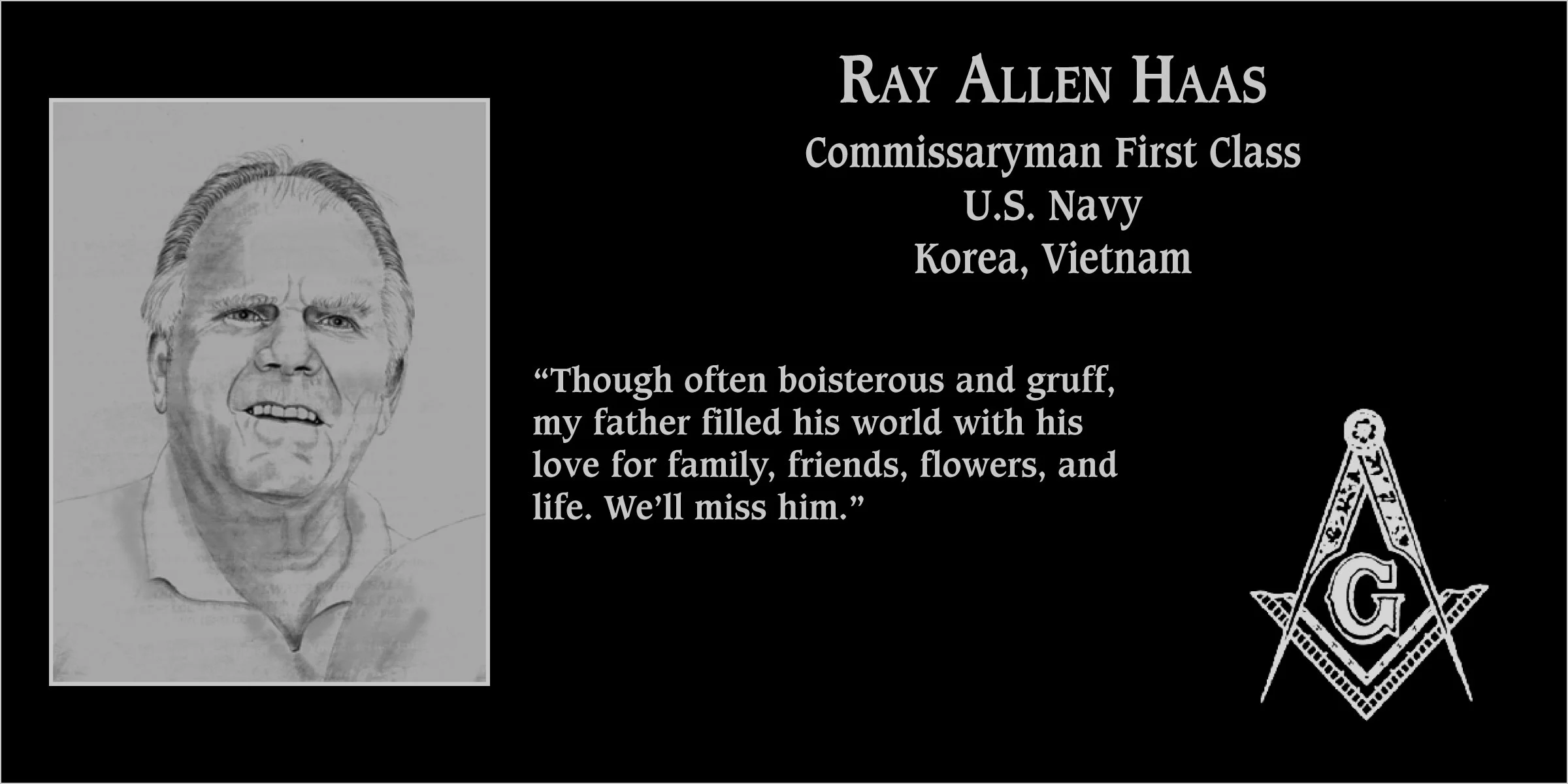 Petty Officer First Class Ray Allen Haas | Mt. Soledad Virtual Plaque
