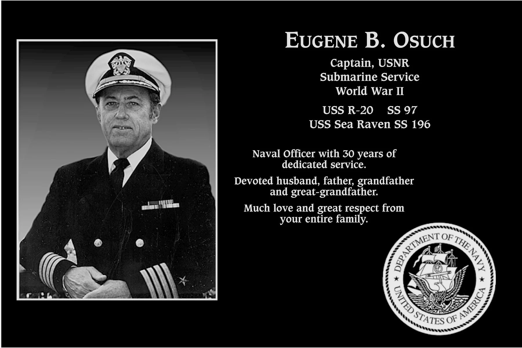 Captain Eugene B Osuch | Mt. Soledad Virtual Plaque