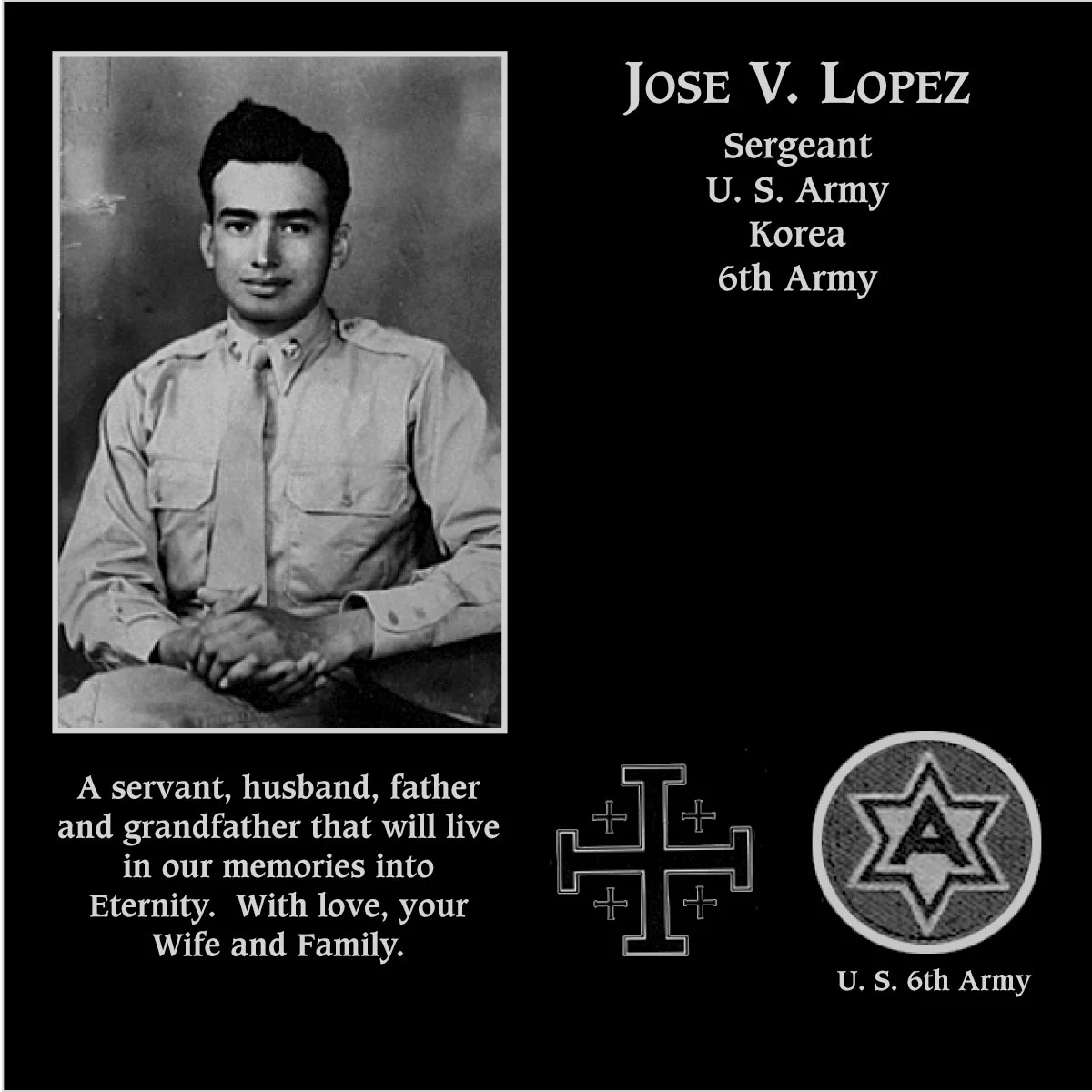 Sergeant Jose V Lopez | Mt. Soledad Virtual Plaque