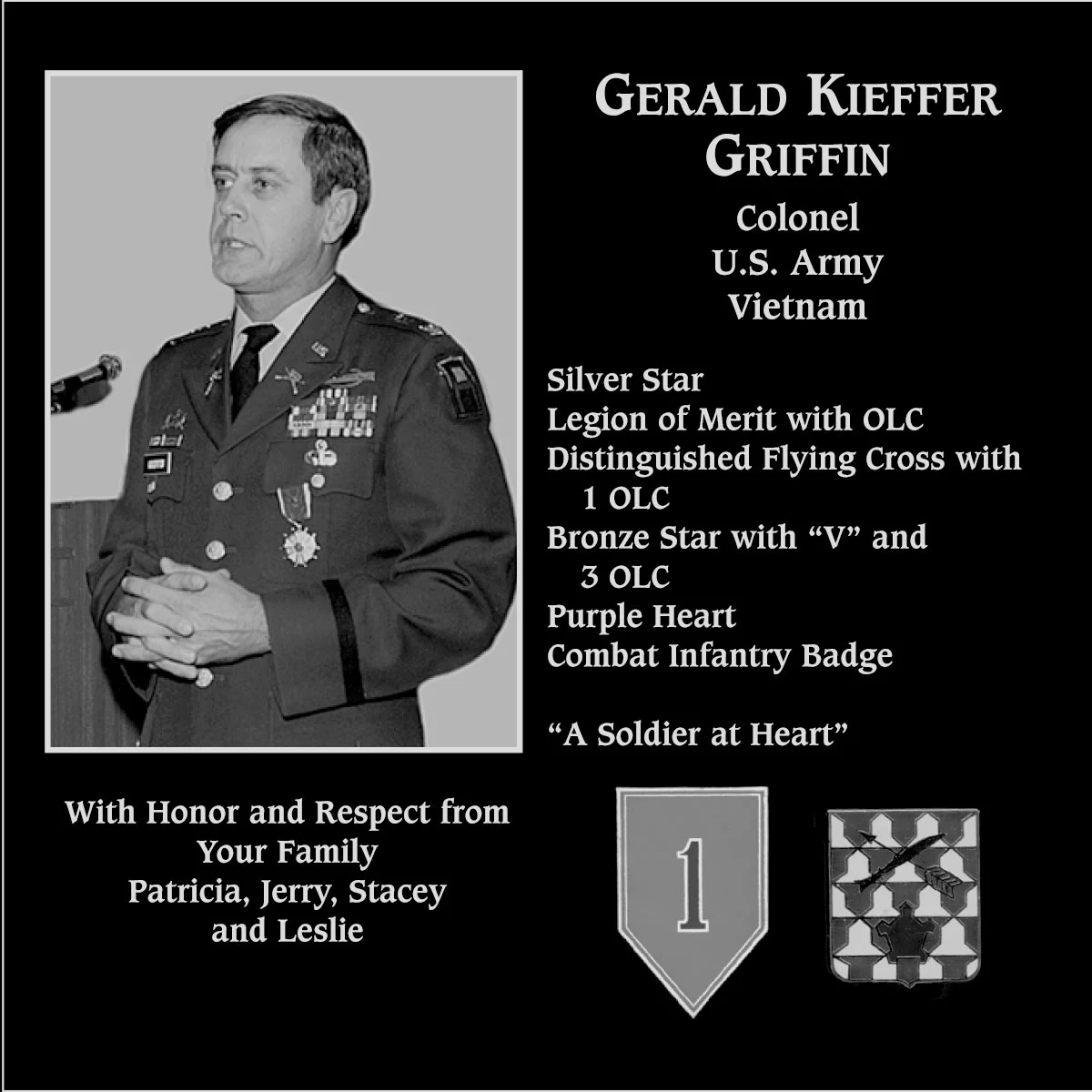 Colonel Gerald Kieffer Griffin | Mt. Soledad Virtual Plaque