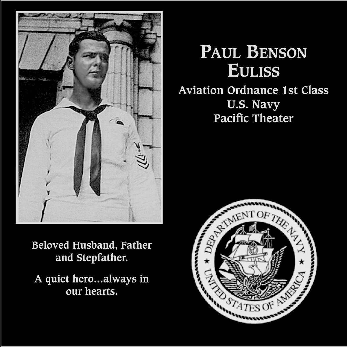 Petty Officer First Class Paul Benson Euliss | Mt. Soledad Virtual Plaque