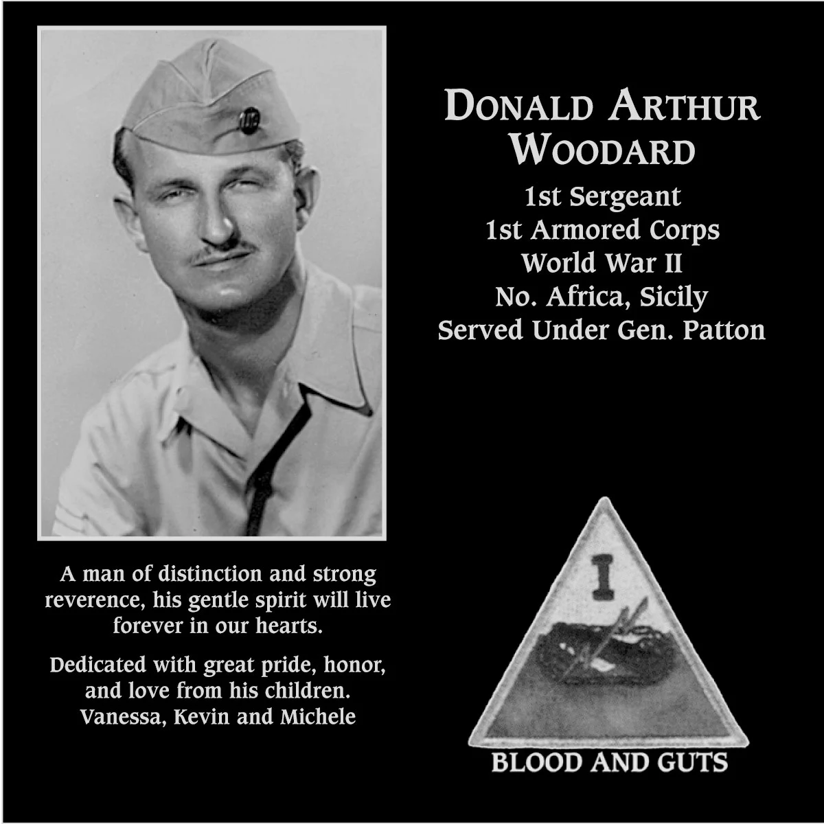 First Sergeant Donald Arthur Woodard | Mt. Soledad Virtual Plaque