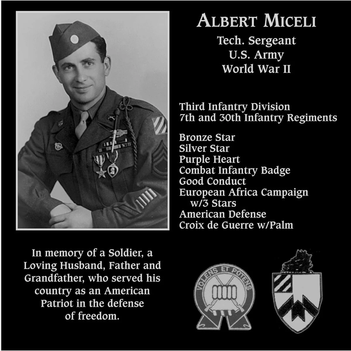 Corporal Albert Miceli | Mt. Soledad Virtual Plaque