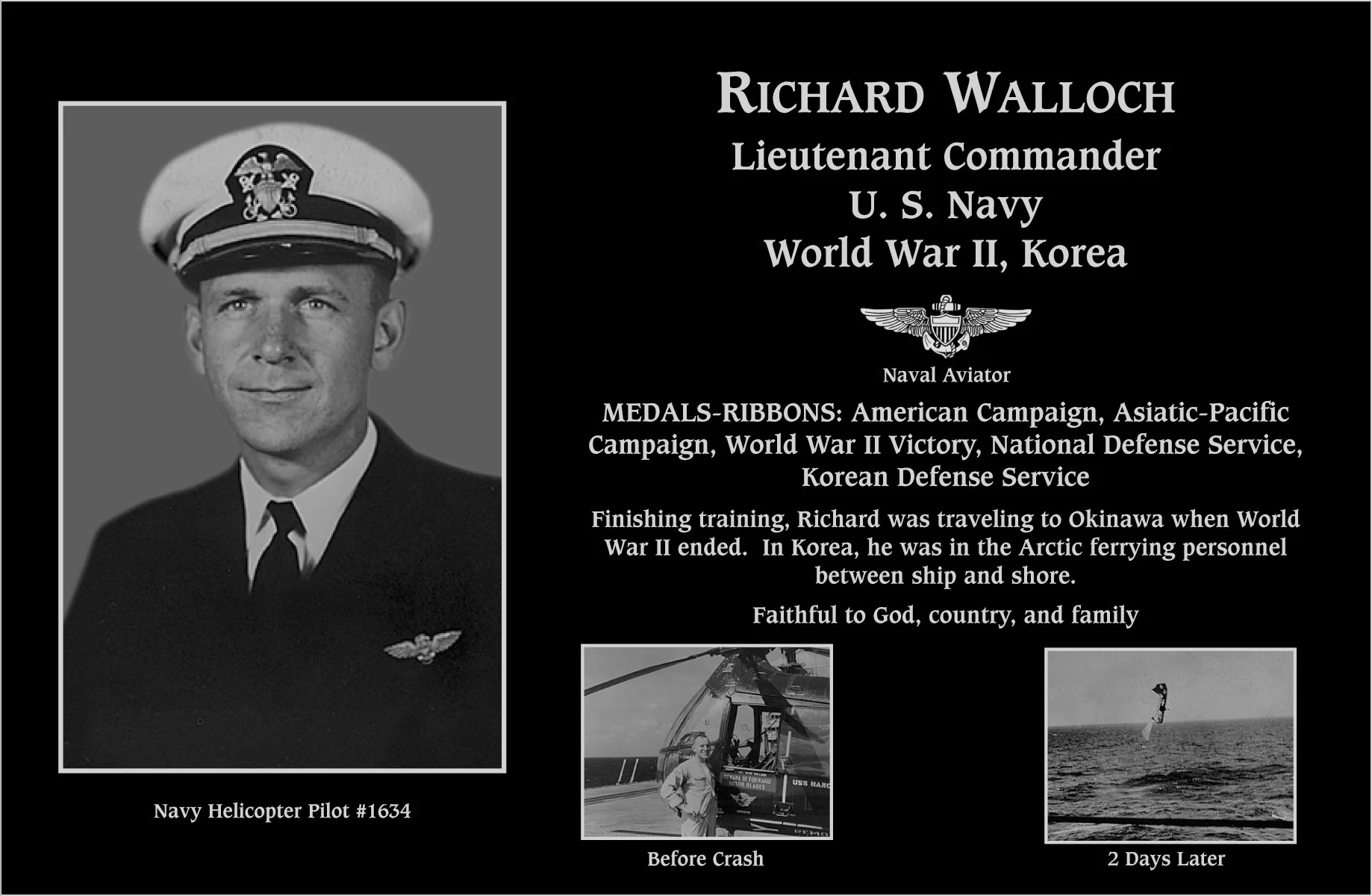 Lieutenant Commander Richard Walloch | Mt. Soledad Virtual Plaque