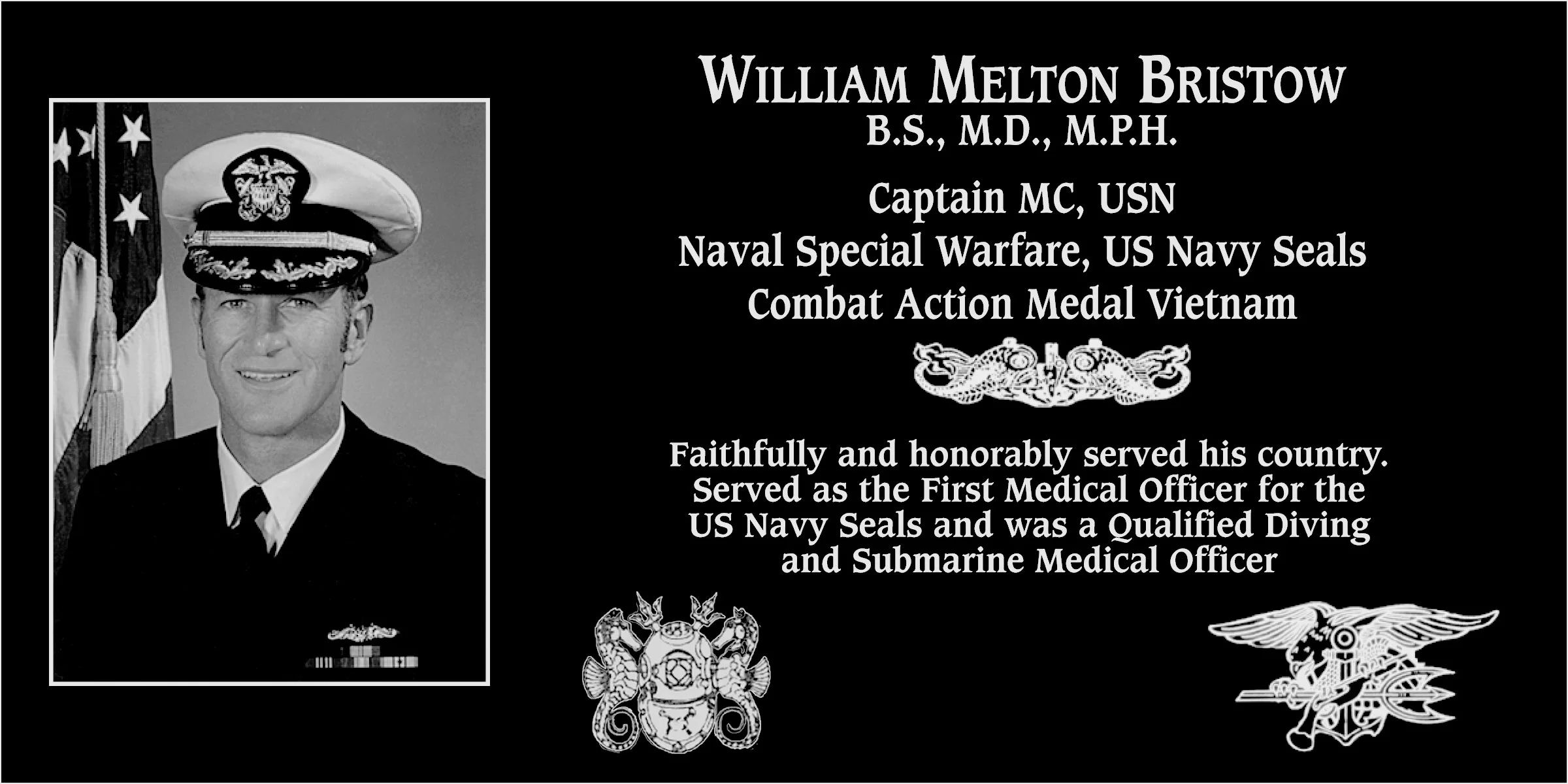 Captain William Melton Bristow | Mt. Soledad Virtual Plaque