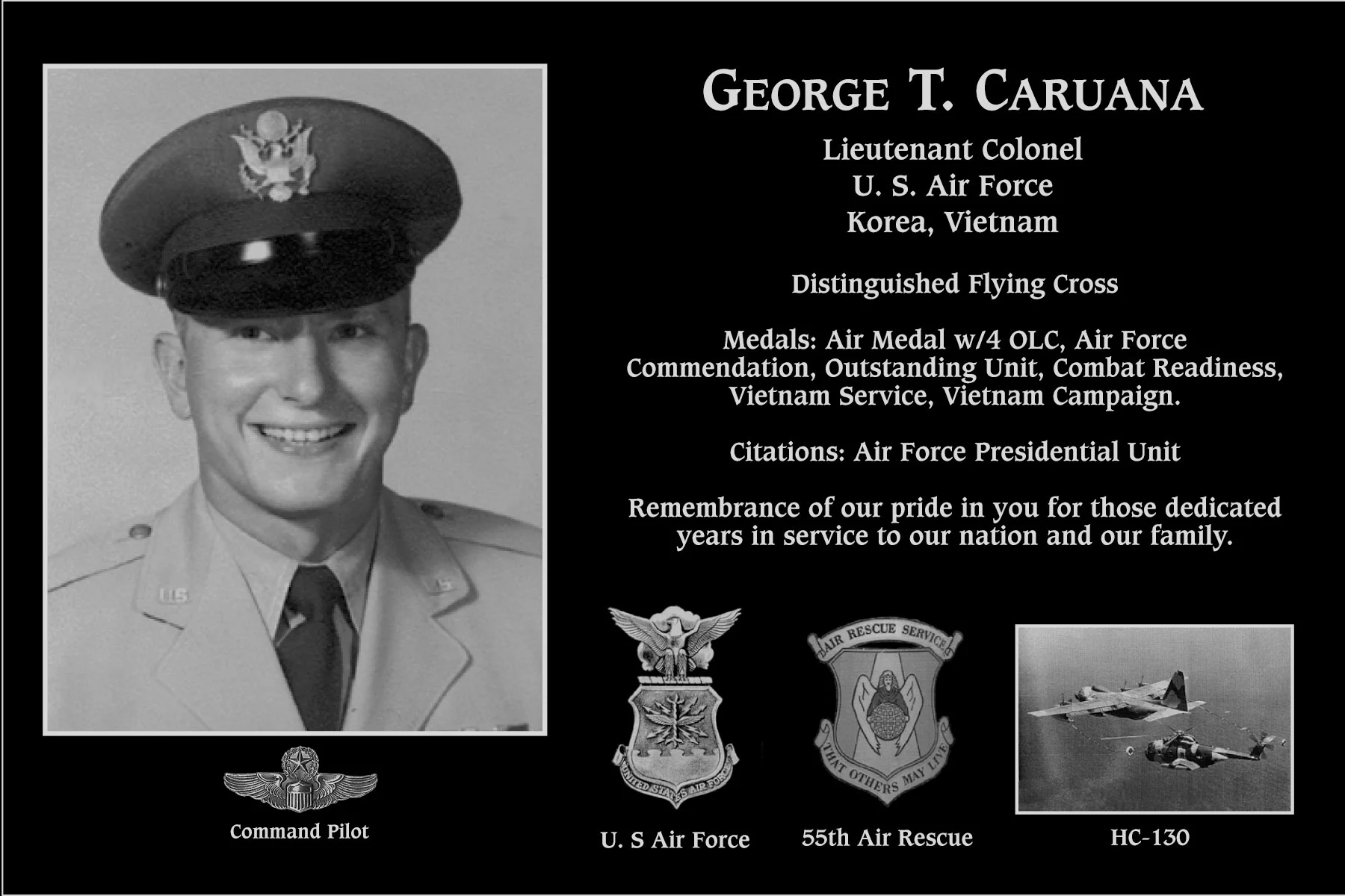 Lieutenant Colonel George T Caruana | Mt. Soledad Virtual Plaque