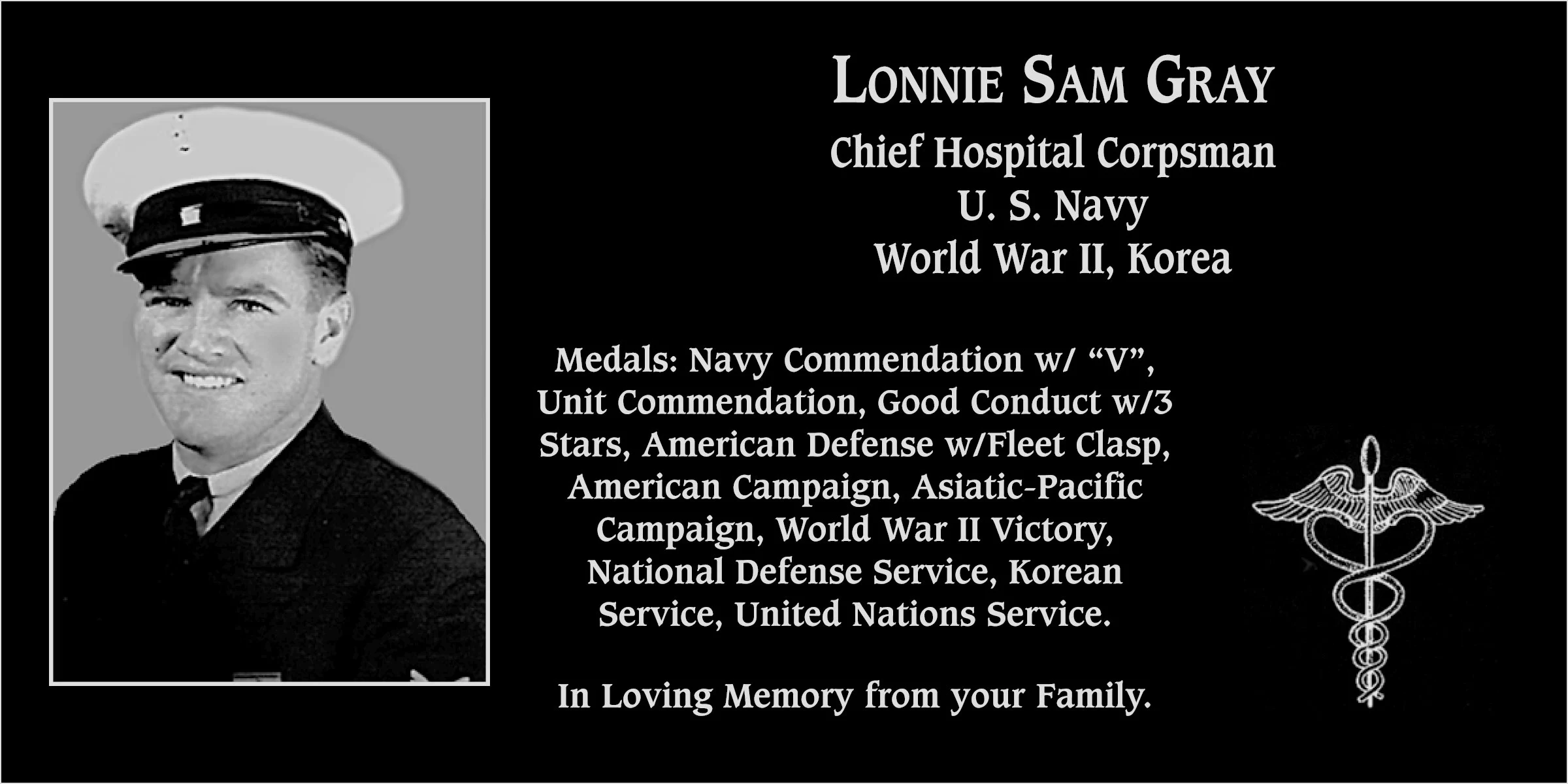 Chief Petty Officer Lonnie Sam Gray | Mt. Soledad Virtual Plaque