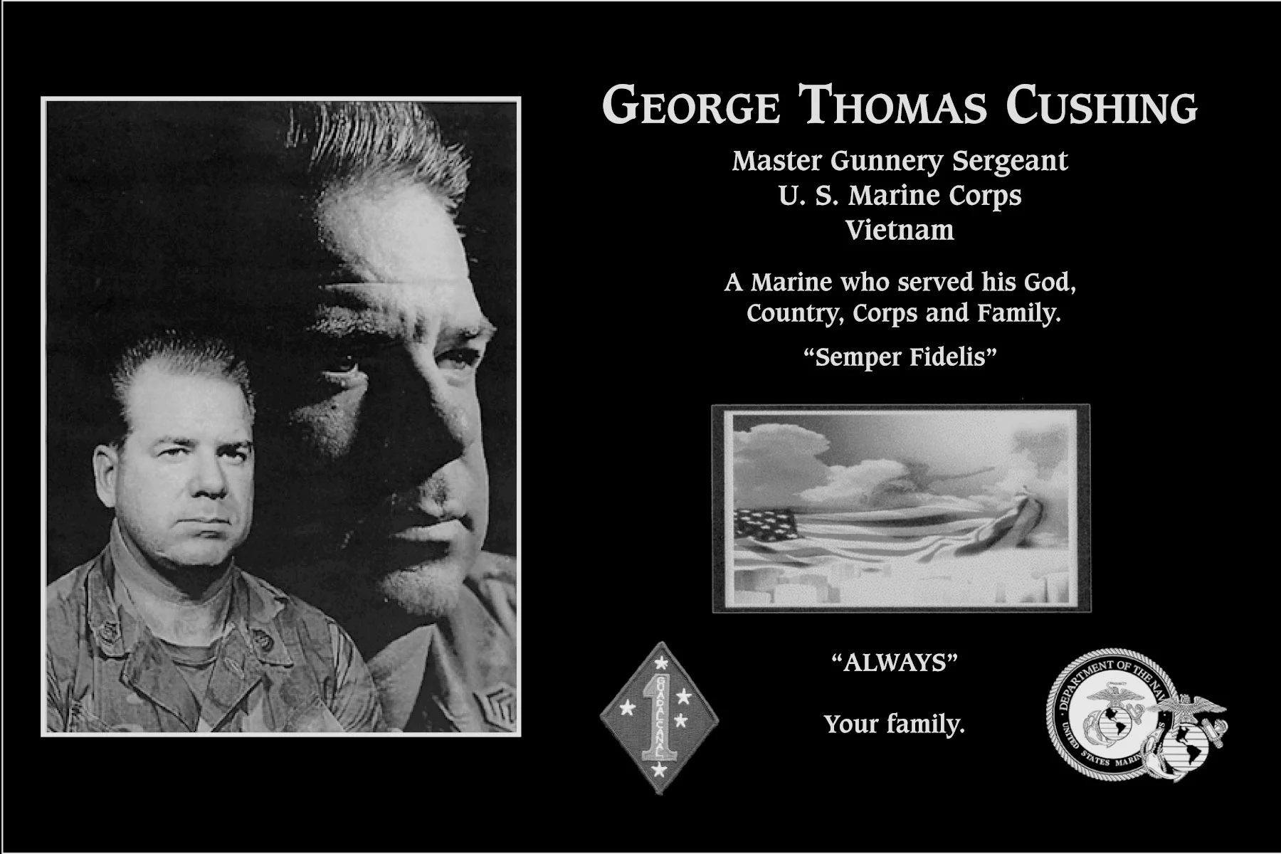Master Gunnery Sergeant George Thomas Cushing | Mt. Soledad Virtual Plaque