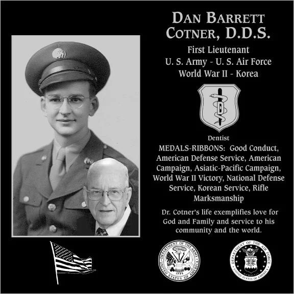 First Lieutenant Dan Barrett Cotner | Mt. Soledad Virtual Plaque