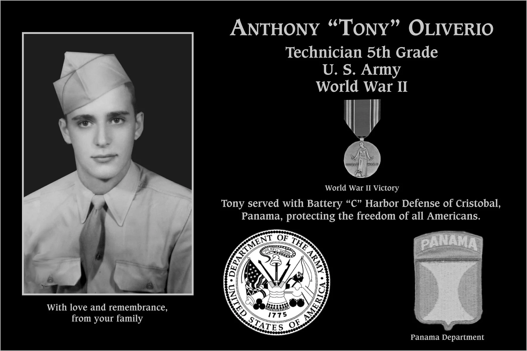 Corporal Anthony Oliverio | Mt. Soledad Virtual Plaque