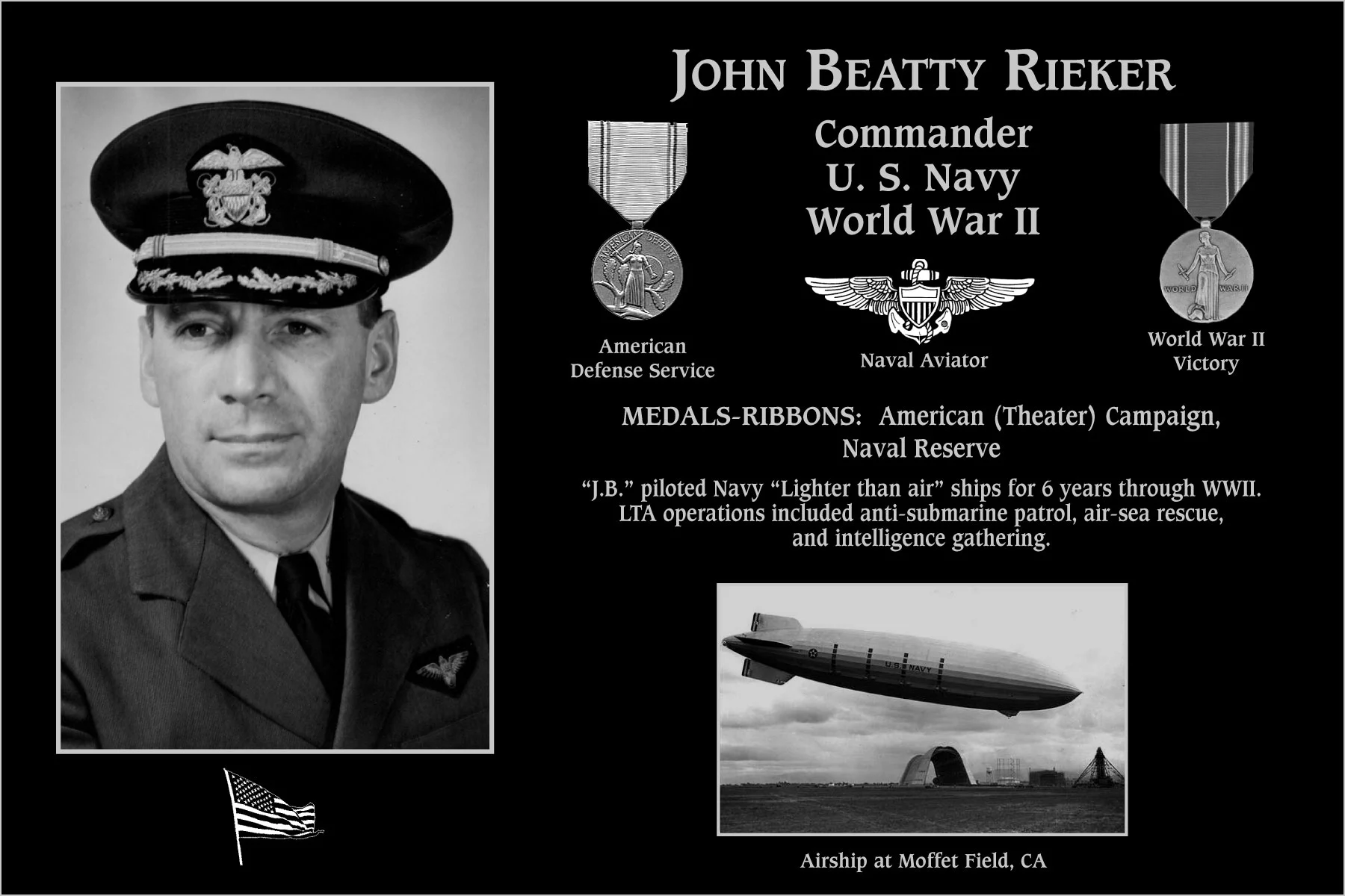 Commander John Beatty Rieker | Mt. Soledad Virtual Plaque