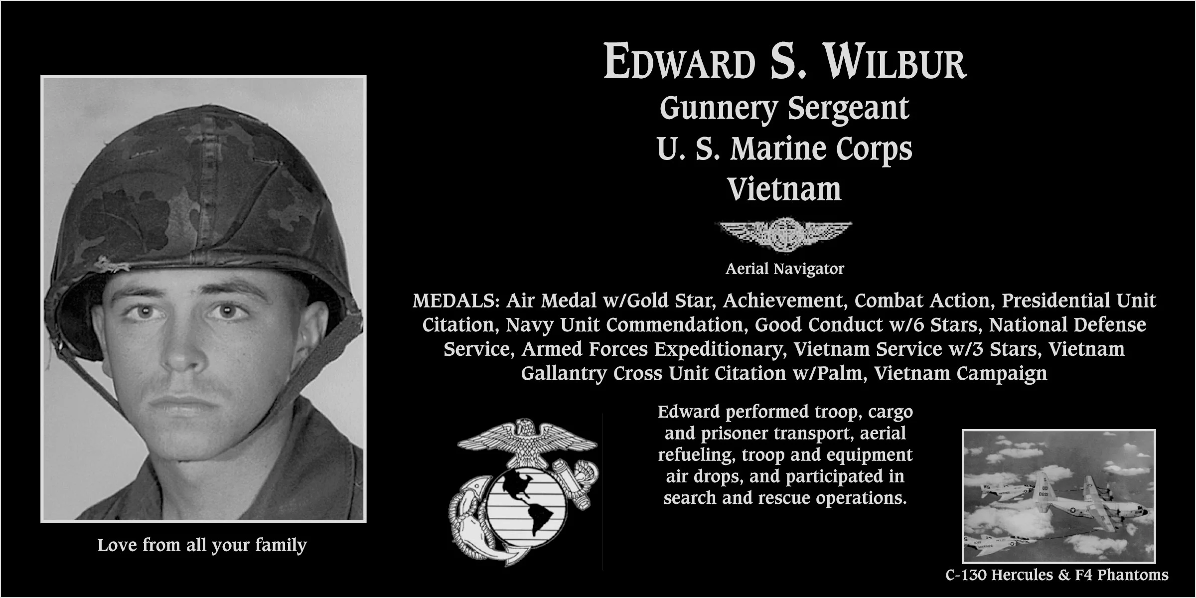 Gunnery Sergeant Edward S Wilbur | Mt. Soledad Virtual Plaque