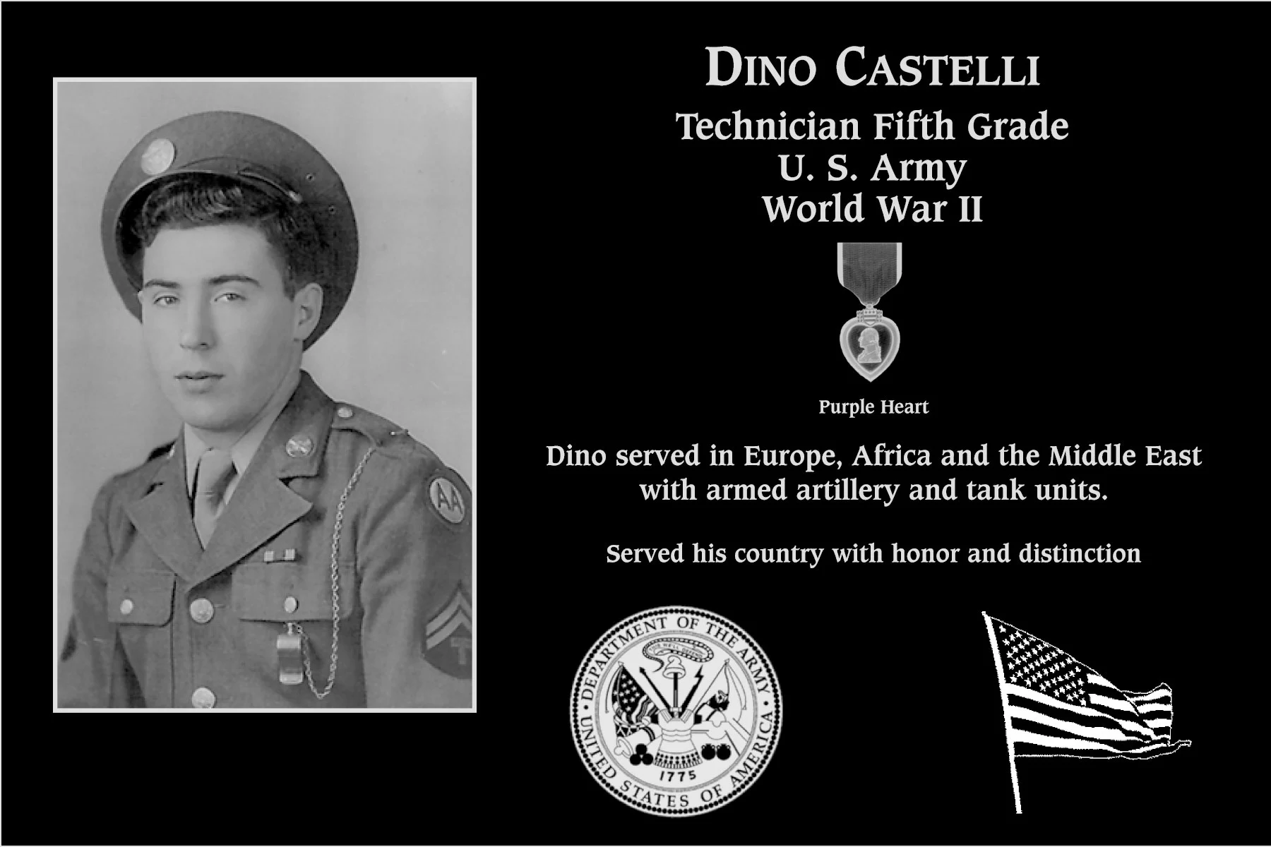 Corporal Dino Castelli | Mt. Soledad Virtual Plaque