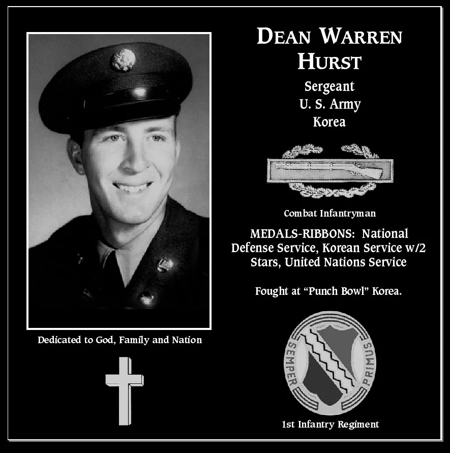 Sergeant Dean Warren Hurst | Mt. Soledad Virtual Plaque