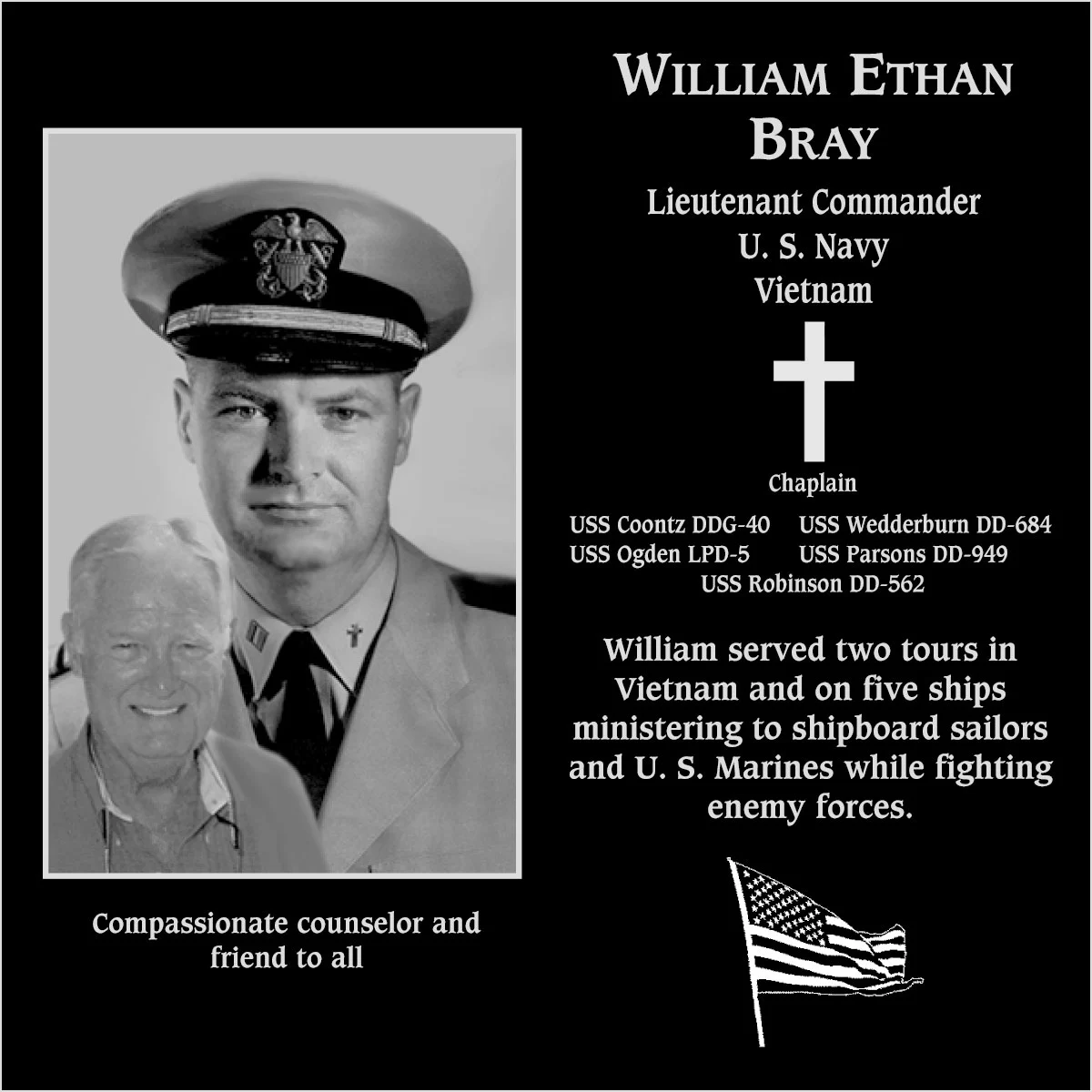 Lieutenant Commander William Ethan Bray | Mt. Soledad Virtual Plaque