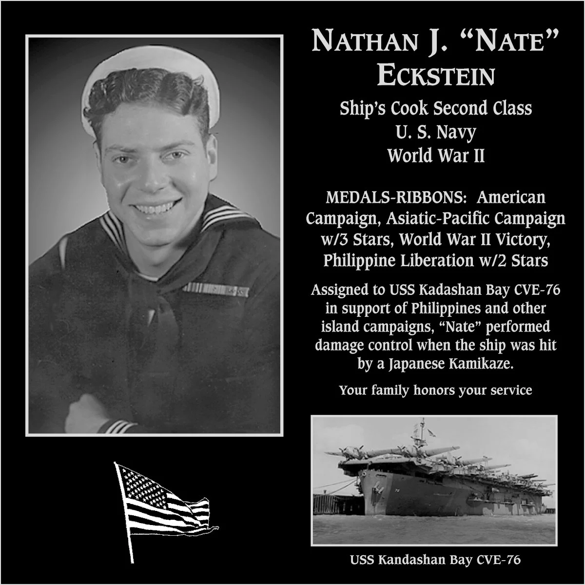 Petty Officer Second Class Nathan J Eckstein | Mt. Soledad Virtual Plaque
