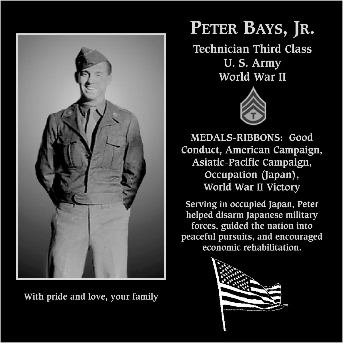 Staff Sergeant Peter Bays, Jr. | Mt. Soledad Virtual Plaque