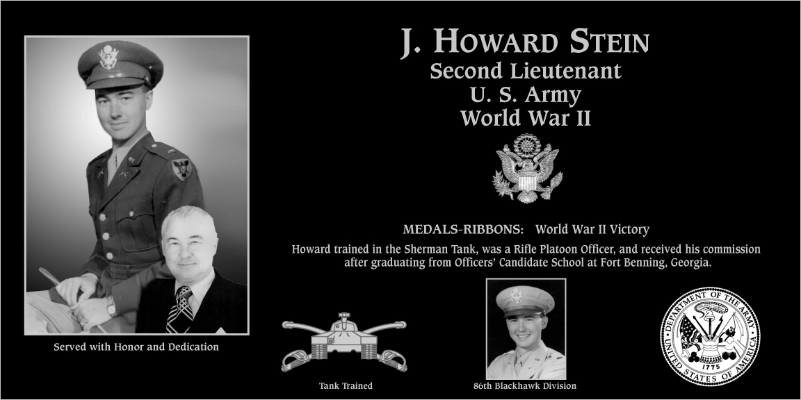 Second Lieutenant John Howard Stein | Mt. Soledad Virtual Plaque