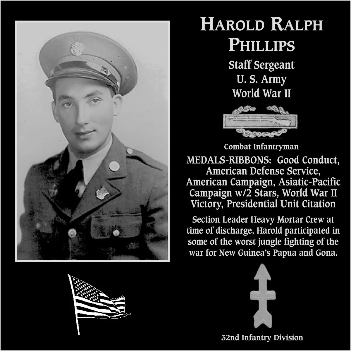 Staff Sergeant Harold Ralph Phillips | Mt. Soledad Virtual Plaque