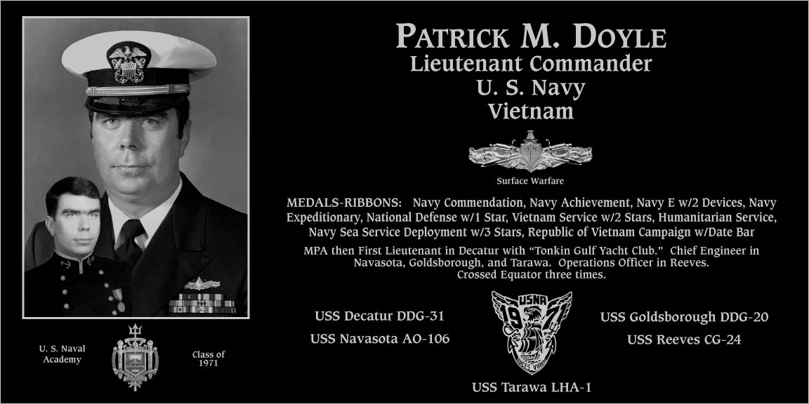 Lieutenant Commander Patrick M Doyle | Mt. Soledad Virtual Plaque