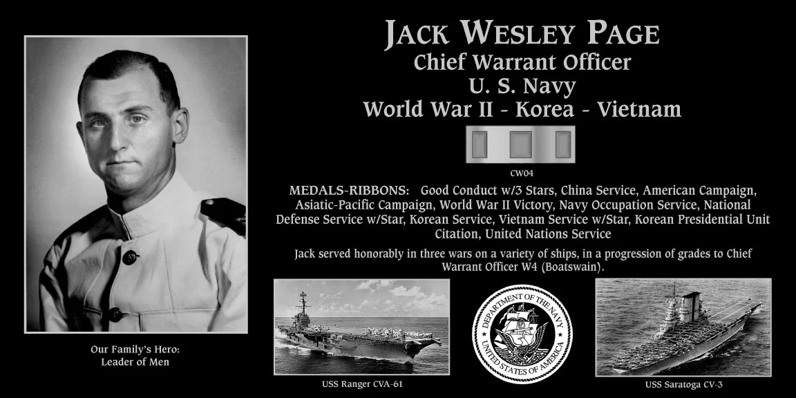 Chief Warrant Officer 4 Jack Wesley Page | Mt. Soledad Virtual Plaque