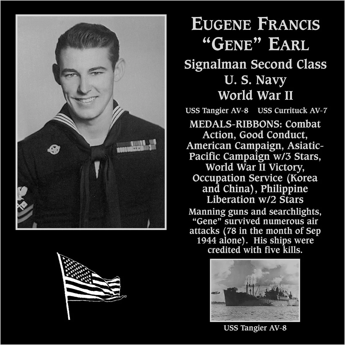Petty Officer Second Class Eugene Francis Earl | Mt. Soledad Virtual Plaque