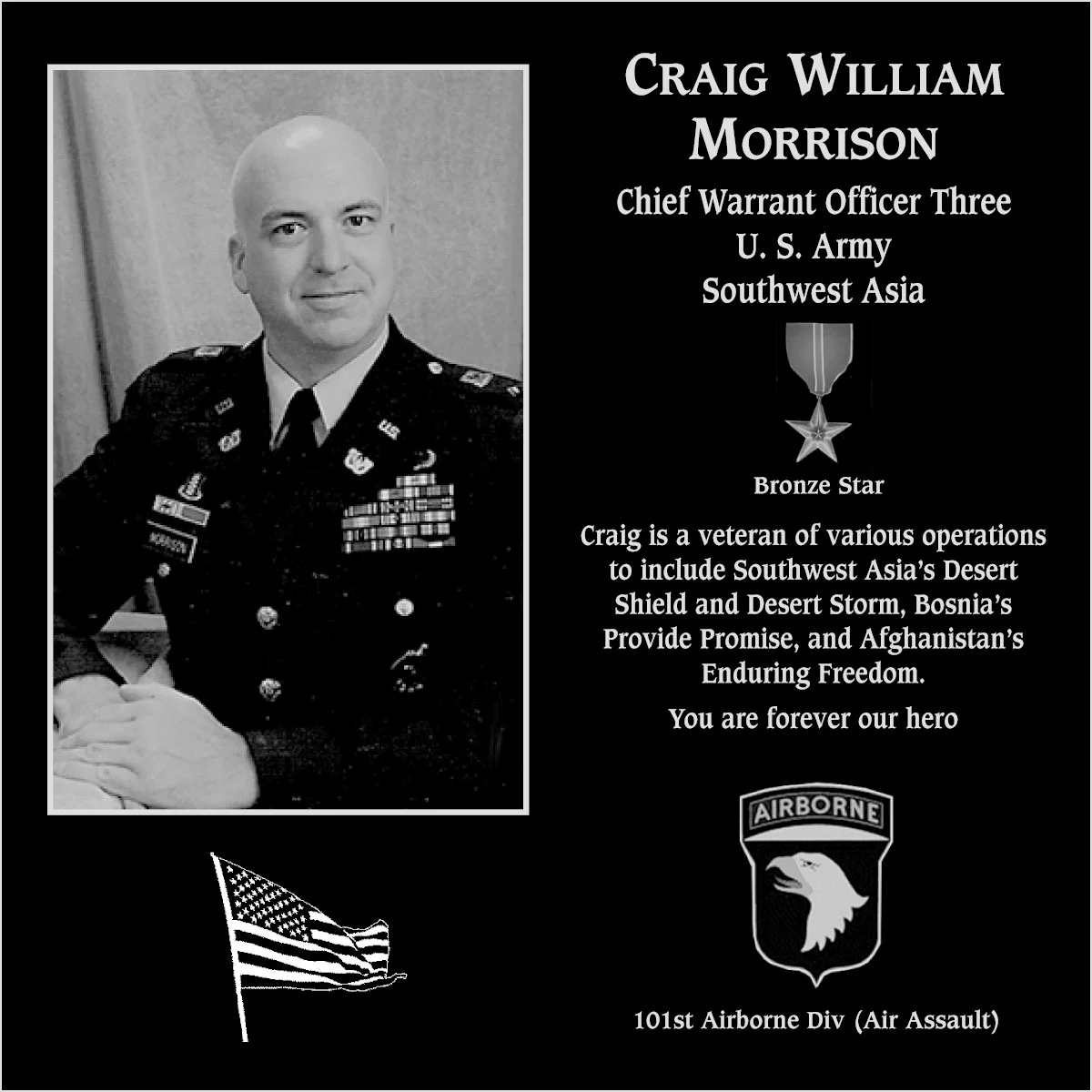 Chief Warrant Officer 3 Craig William Morrison | Mt. Soledad Virtual Plaque