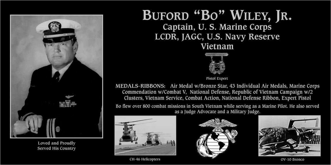 Captain Buford "Bo" Wiley, Jr. | Mt. Soledad Virtual Plaque