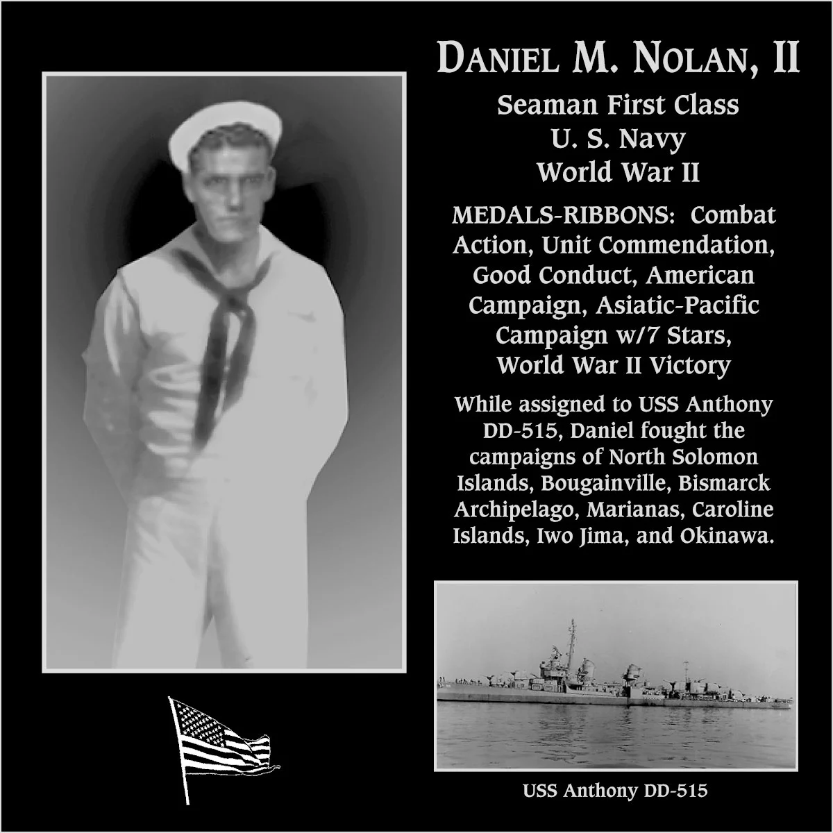 Seaman/Airman/Fireman Daniel M Nolan II | Mt. Soledad Virtual Plaque