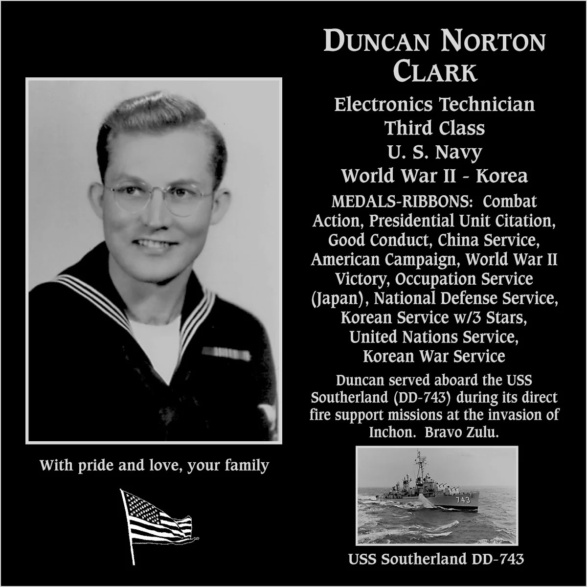 Petty Officer Third Class Duncan Norton Clark | Mt. Soledad Virtual Plaque